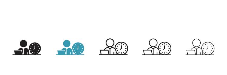 Office hours icon set hour work training Vector Image