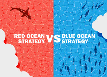 Red ocean and blue strategy concept Royalty Free Vector