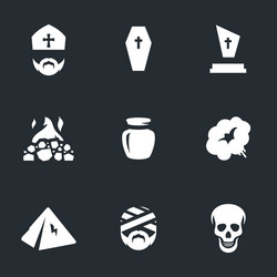 Funeral and funerary urn icons Royalty Free Vector Image