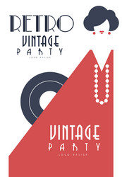 Retro vintage party logo design template Vector Image