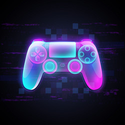 Retro neon color game controller Royalty Free Vector Image