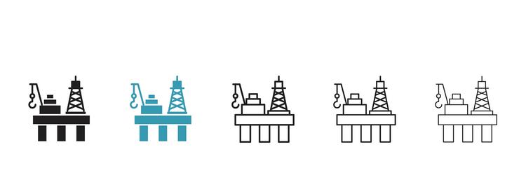Oil platform icon set offshore rig Royalty Free Vector Image
