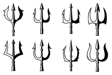 Devil tridents collection satan staff trident Vector Image