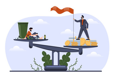 Comparison and difference between rich poor Vector Image