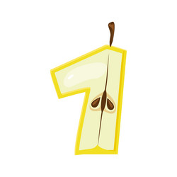 Cute fruit peach number 5 digit five Royalty Free Vector