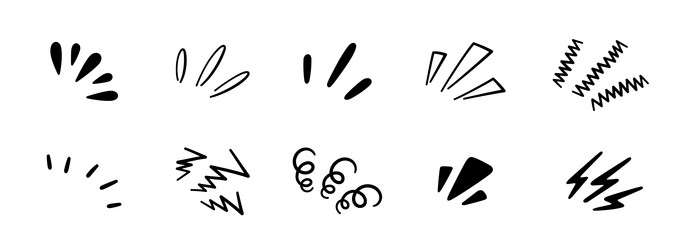 Doodle radial line rays hand drawn round corner Vector Image