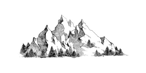 Hand drawn mountains mountain design Royalty Free Vector