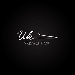 Uk simple signature logo - handwritten template Vector Image