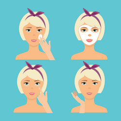 Girl cleaning and care her face skin problems Vector Image