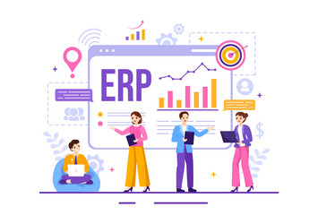 Erp enterprise resource planning system Royalty Free Vector