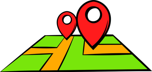 Cartoon city map icon with gps pin Royalty Free Vector Image