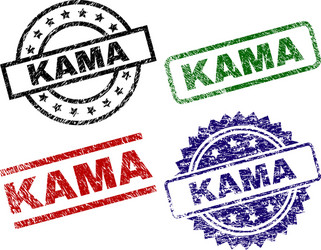 Scratched kama framed rounded rectangle stamp Vector Image