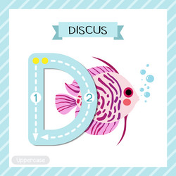 Letter d vocabulary purple discus fish Royalty Free Vector