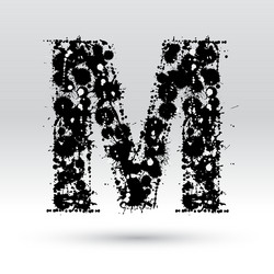 Blot letter m black and white Royalty Free Vector Image