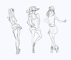 Beautiful slim women sketch Royalty Free Vector Image