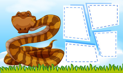 A snake on note template Royalty Free Vector Image