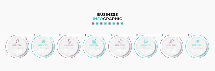 Business timeline infographics with 8 steps Vector Image