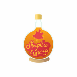 Maple syrup in a glass bottle on white Royalty Free Vector