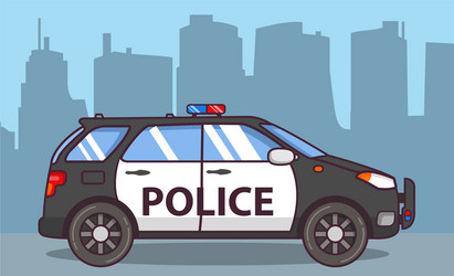 Police car side view patrol vehicle emergency Vector Image