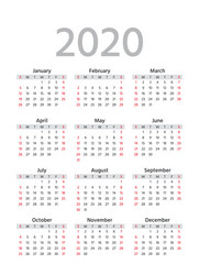 2020 calendar template year pocket planner Vector Image
