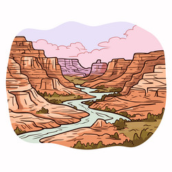 Grand canyon hand-drawn comic Royalty Free Vector Image