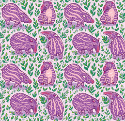 Cartoon tapirs seamless pattern brown Royalty Free Vector