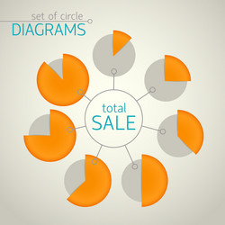 Pie chart set 3d circle graph diagram wheel Vector Image
