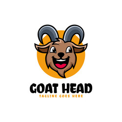 Logo happy goat mascot cartoon style Royalty Free Vector