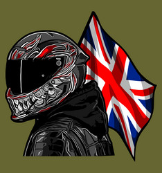 Bikers wearing helmets with checkered flags Vector Image