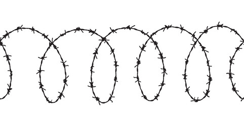 Barbed seamless wire fence barbwire border Vector Image