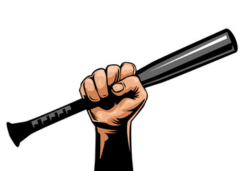 Hand holding crossed baseball bat stick Royalty Free Vector