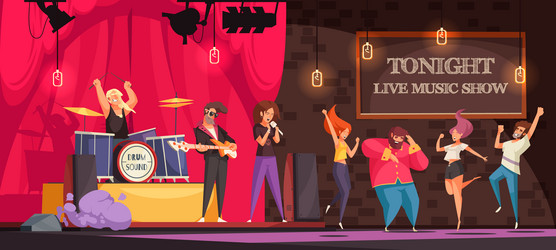 People at stage waiting rock music concert event Vector Image