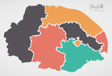 Modern map - north norfolk district england uk Vector Image