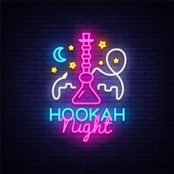 Hookah bar neon sign night design Royalty Free Vector Image