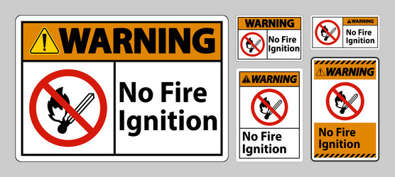 Warning no fire ignition symbol sign on white Vector Image