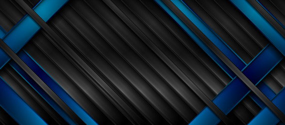 Black tech background with blue smooth stripes Vector Image