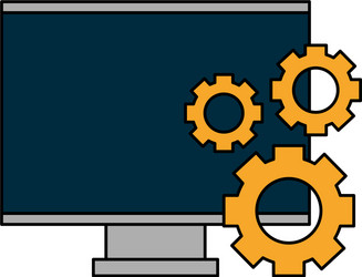 Computer monitor gears Royalty Free Vector Image