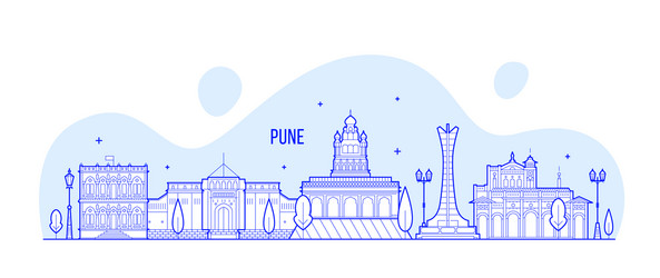Outline pune india city skyline with colored Vector Image
