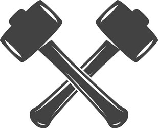 Two crossed hammers black on white flat logo Vector Image