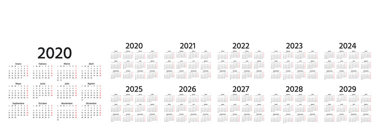 2020 spanish calendar template year planner Vector Image