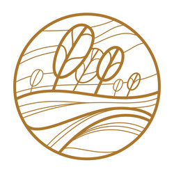 Linear drawing landscape with trees in a shape Vector Image