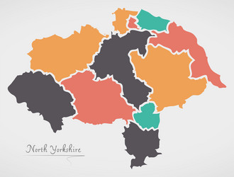 North yorkshire england map with states Royalty Free Vector