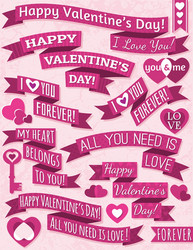 Set of ribbon valentines design Royalty Free Vector Image