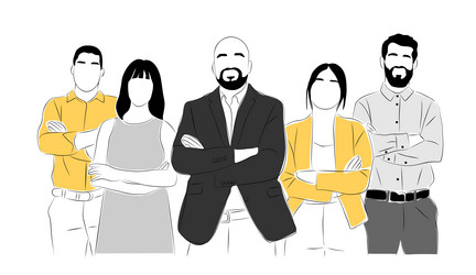 Business team members working together set Vector Image