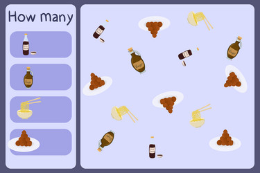 Kids mathematical mini game - count how many foods
