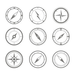 Icon set with compass rose Royalty Free Vector Image