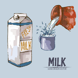 Digital detailed line art milk Royalty Free Vector Image