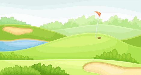 Countryside golf courses with holes sand traps Vector Image