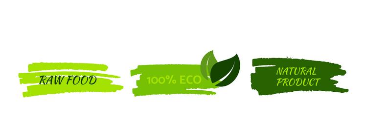 Green natural bio labels Royalty Free Vector Image