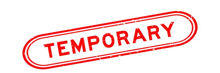 Grunge blue temporary word rubber seal stamp Vector Image